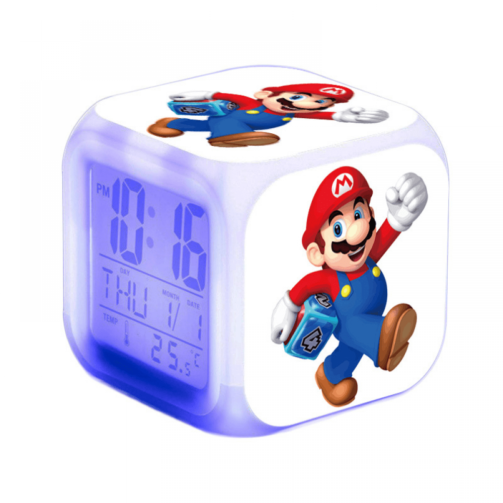 LISACANN Digital Alarm Clock for Kids, Cartoon Super Mario Pattern 7 ...