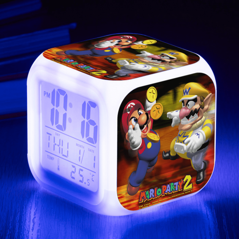 LISACANN Digital Alarm Clock for Kids, Cartoon Super Mario Pattern 7 ...