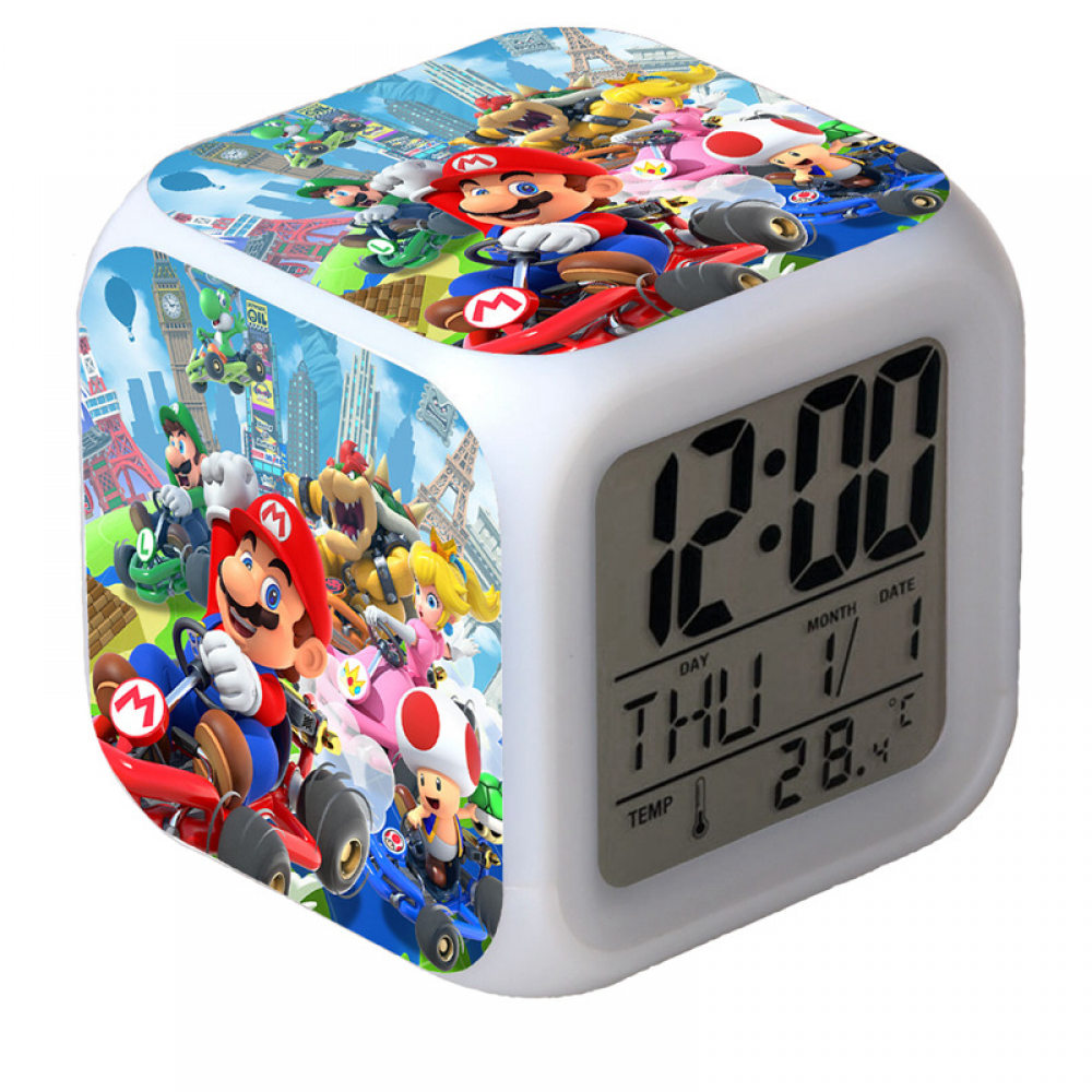 LISACANN Digital Alarm Clock for Kids, Cartoon Super Mario Pattern 7 ...