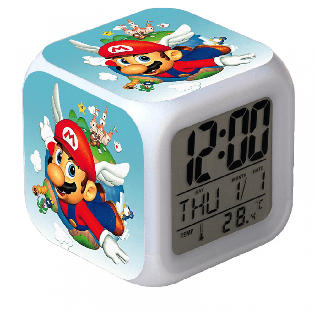 LISACANN Digital Alarm Clock for Kids, Cartoon Super Mario Pattern 7 ...