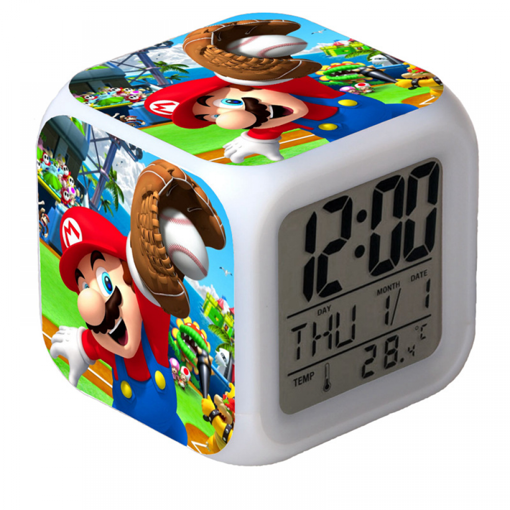 LISACANN Digital Alarm Clock for Kids, Cartoon Super Mario Pattern 7 ...