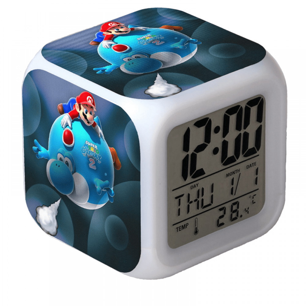 LISACANN Digital Alarm Clock for Kids, Cartoon Super Mario Pattern 7 ...