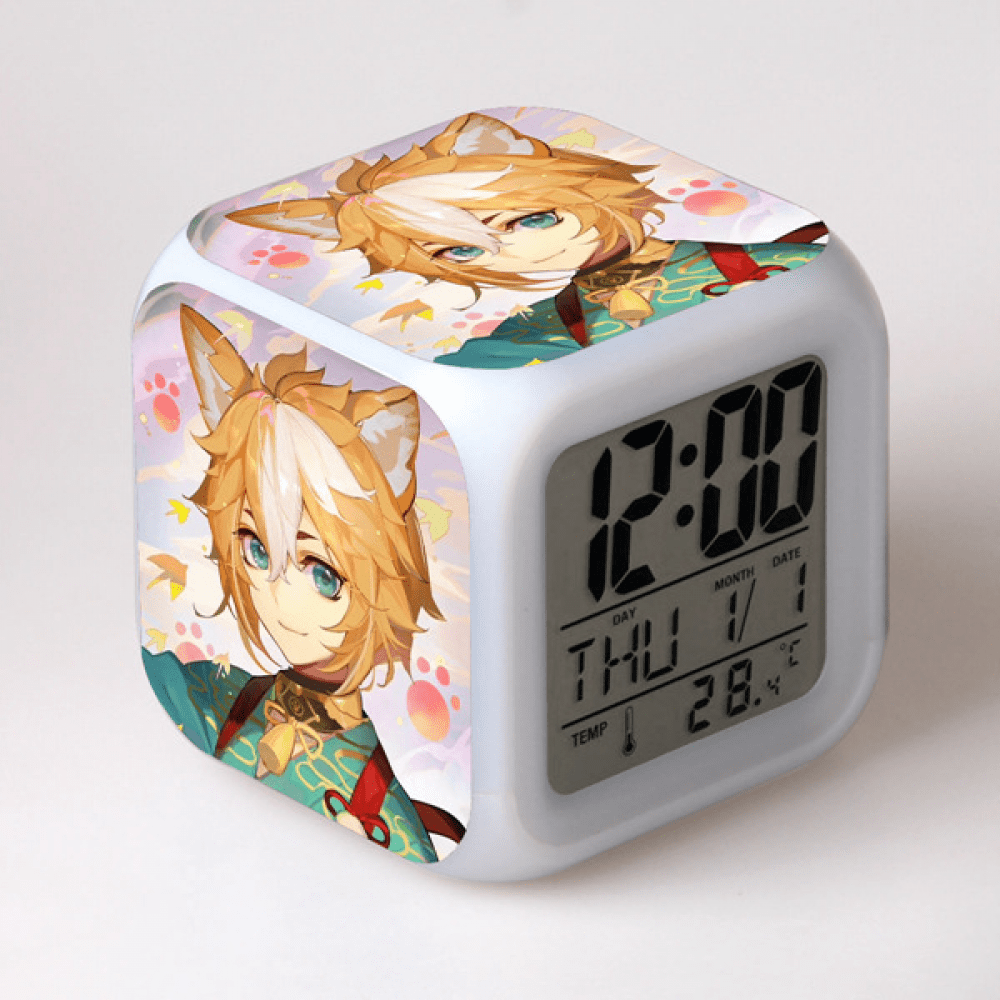LISACANN Digital Alarm Clock for Kids, Genshin Impact Pattern 7 LED ...
