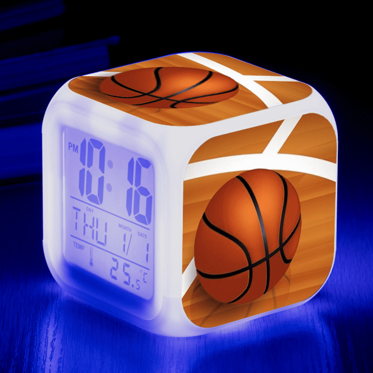 LISACANN LED Alarm Clock Basketball Pattern Creative Desk Table Clock ...