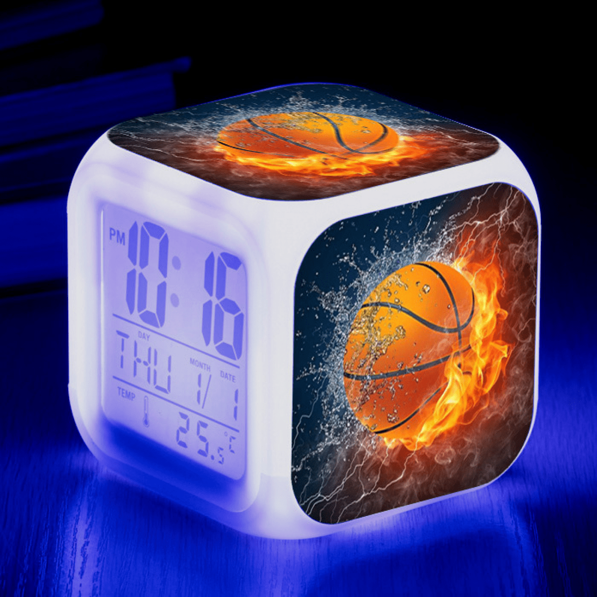 LISACANN LED Alarm Clock Basketball Pattern Creative Desk Table Clock ...