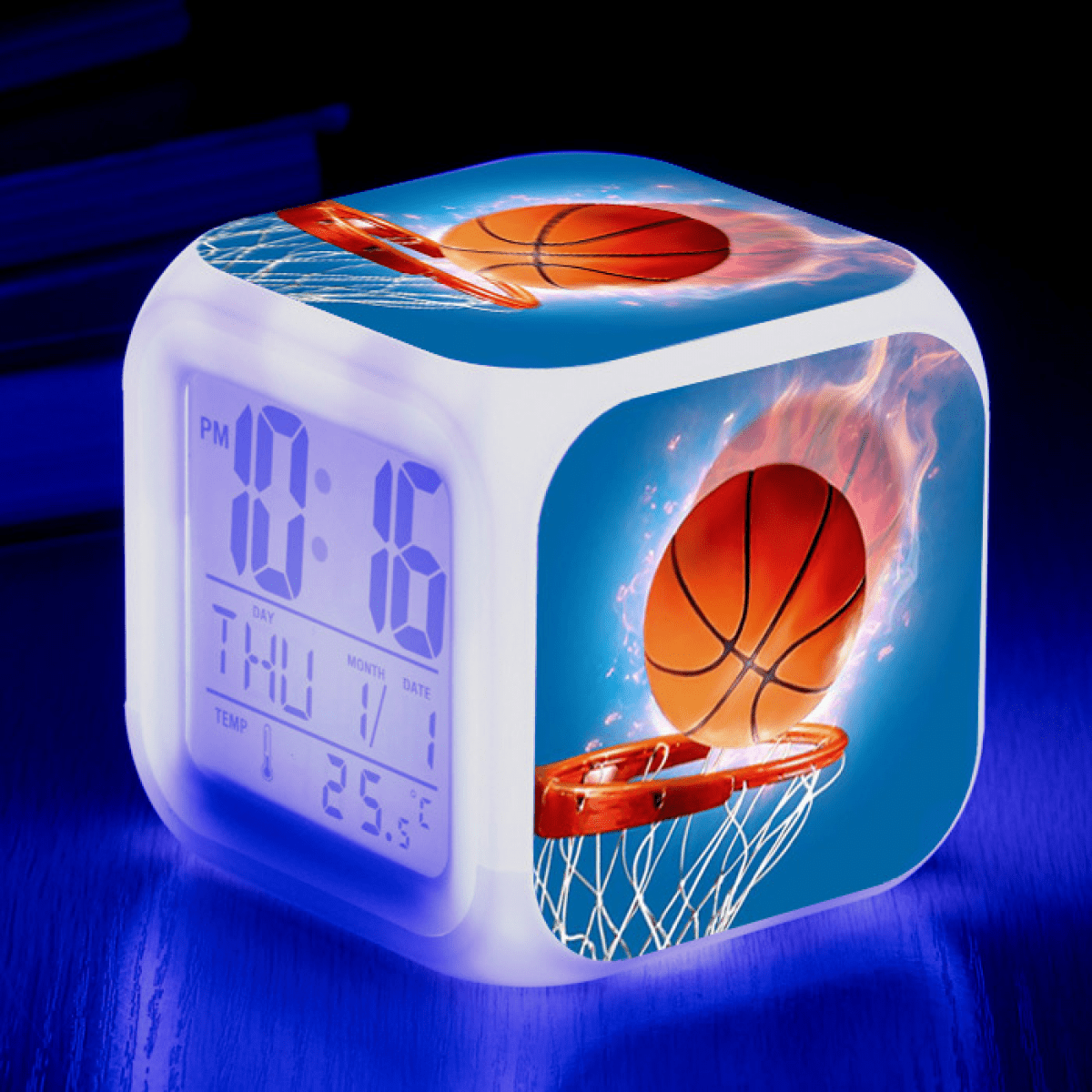 LISACANN LED Alarm Clock Basketball Pattern Creative Desk Table Clock ...