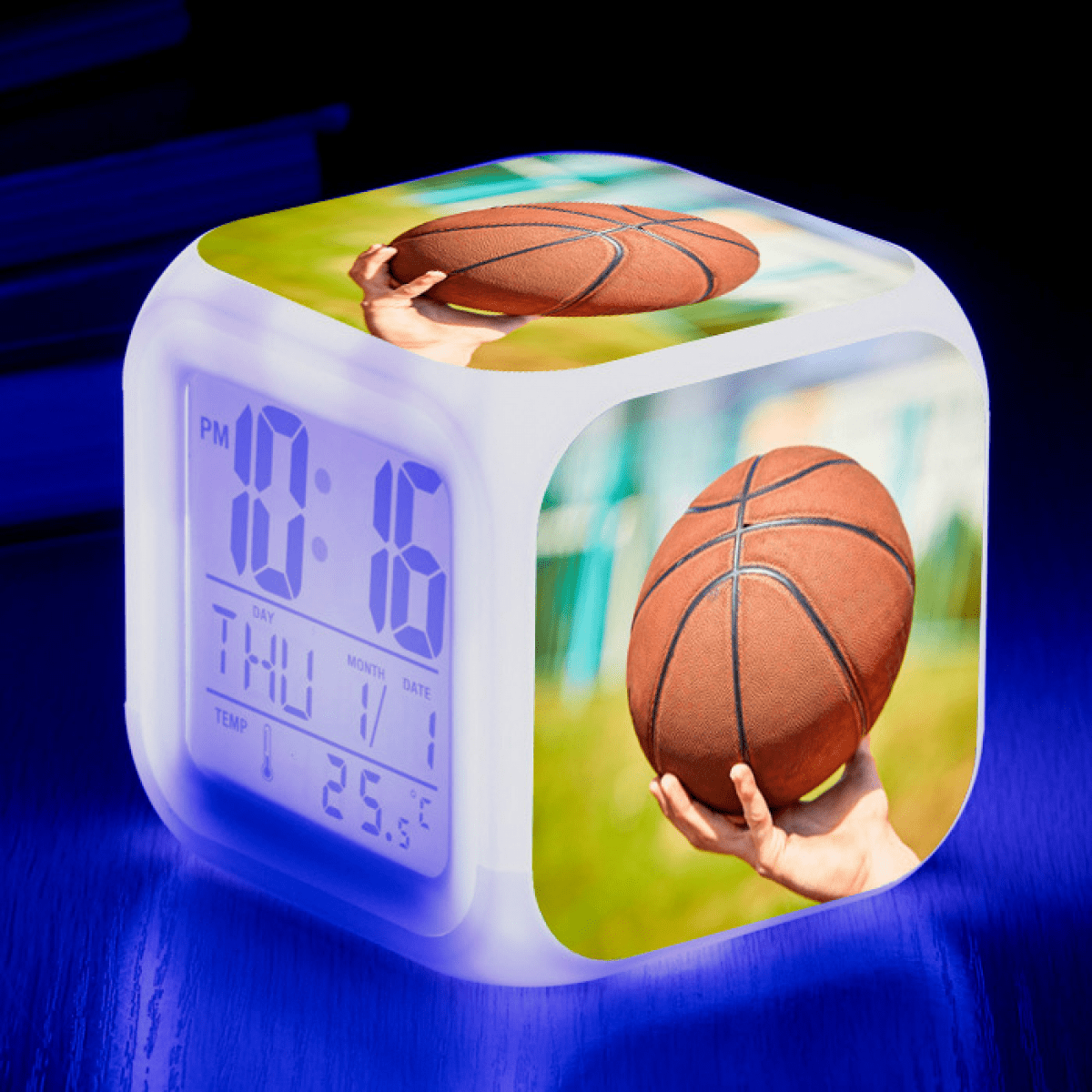 LISACANN LED Alarm Clock Basketball Pattern Creative Desk Table Clock ...