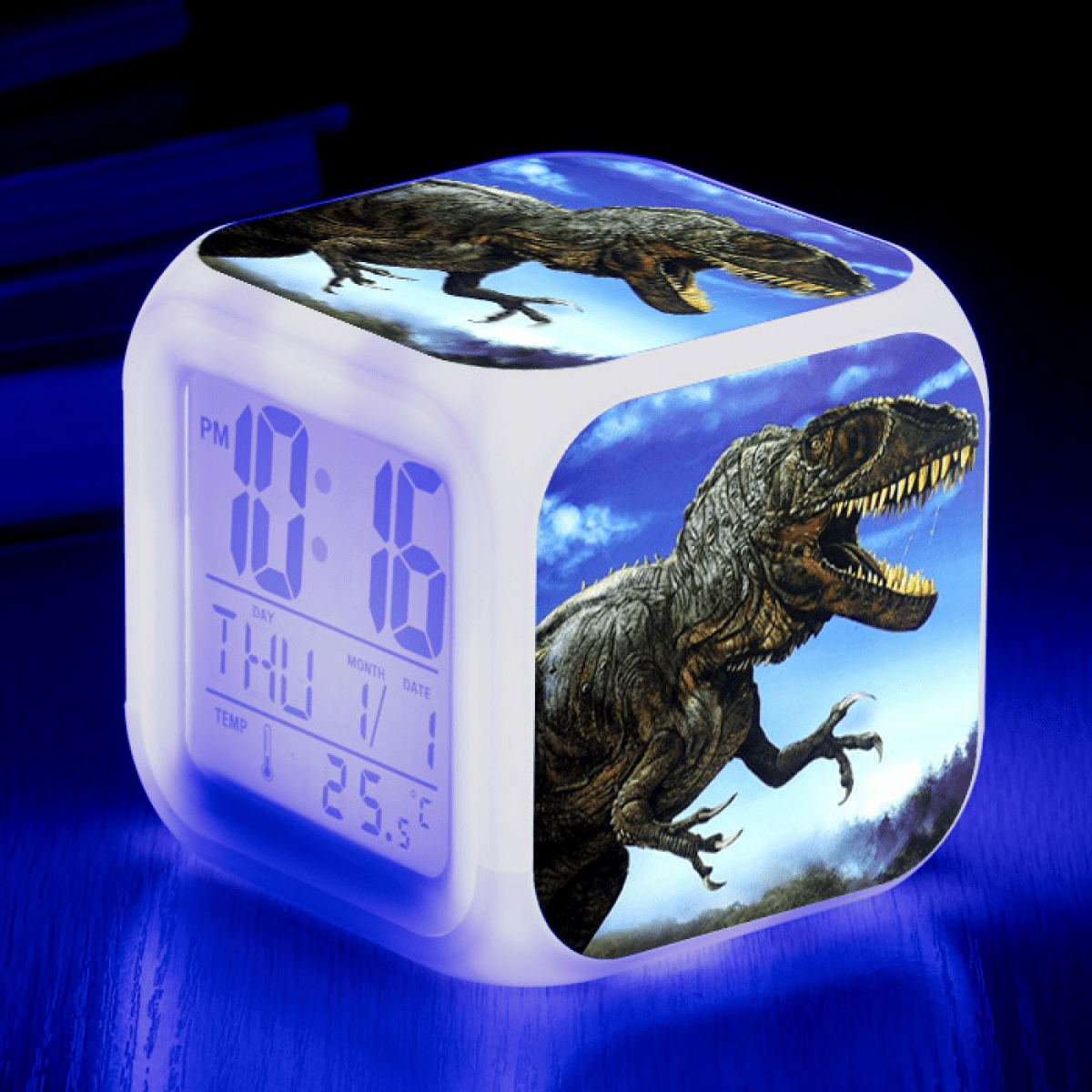 LISACANN LED Alarm Clock Dinosaur Pattern Creative Desk Table Clock ...