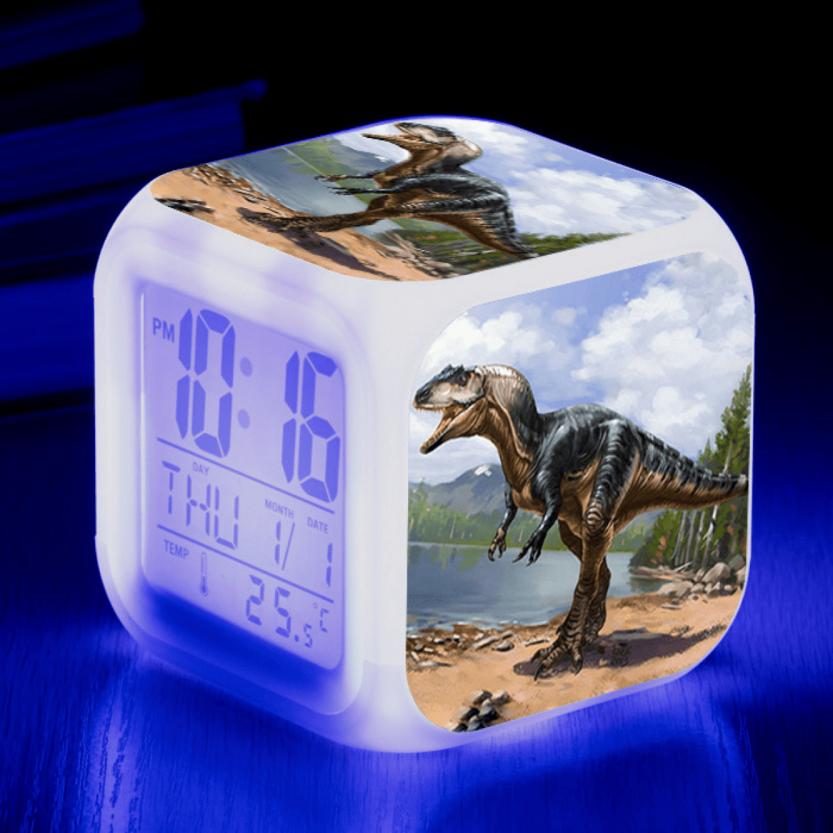 LISACANN LED Alarm Clock Dinosaur Pattern Creative Desk Table Clock ...