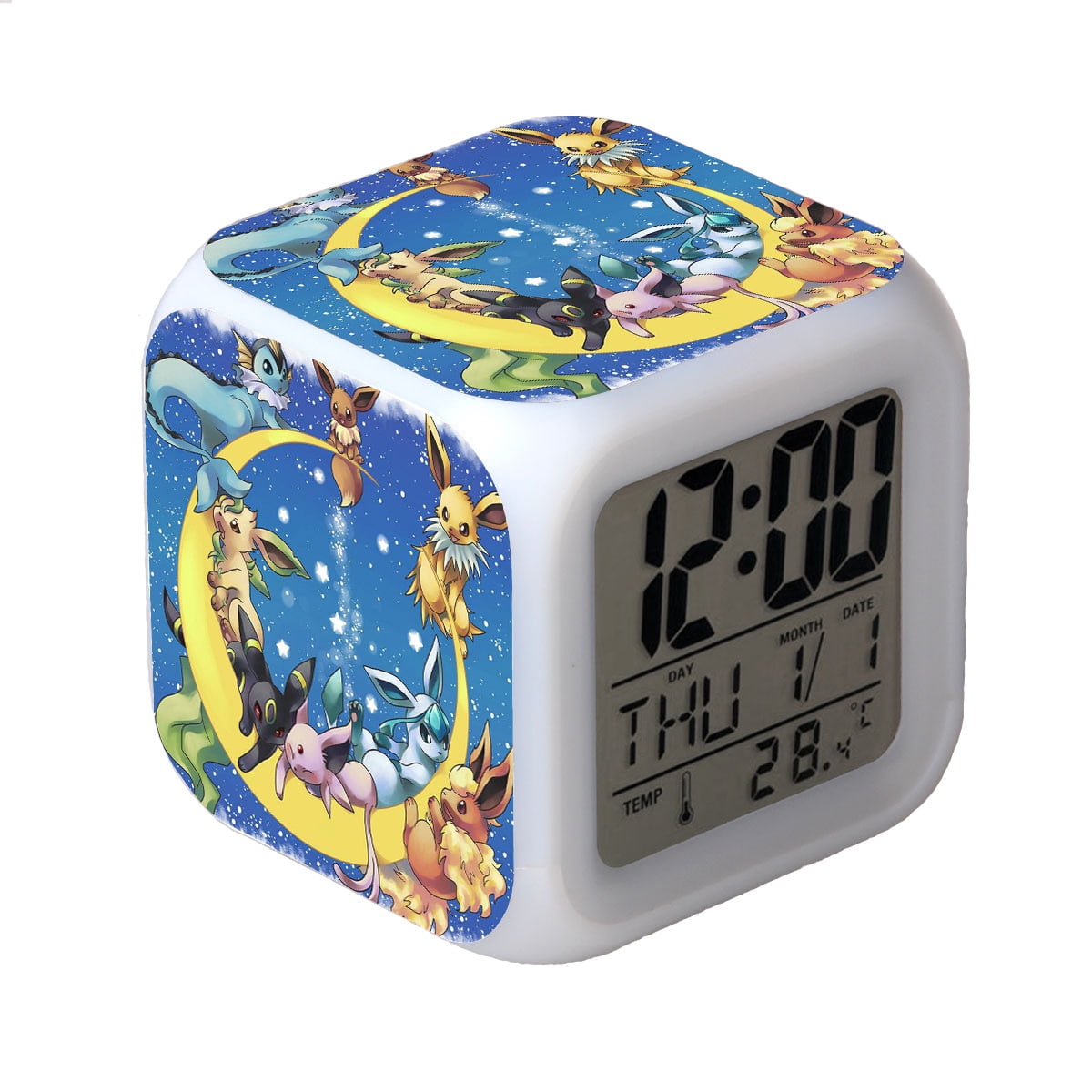 LISACANN LED Alarm Clock Pokémon Pattern Creative Desk Table Clock ...