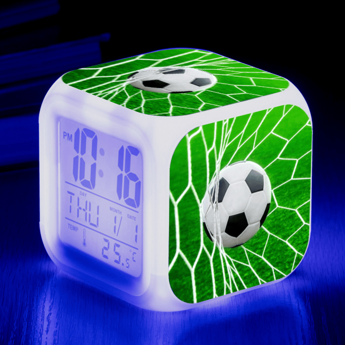 LISACANN LED Alarm Clock Soccer Pattern Creative Desk Table Clock ...