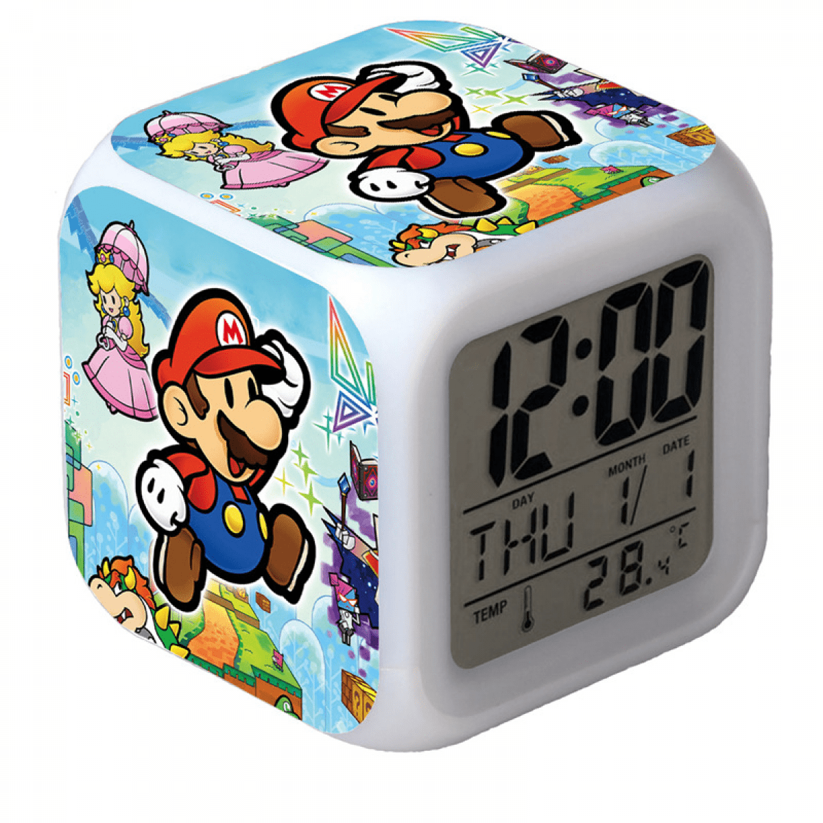 LISACANN LED Alarm Clock Super Mario Pattern Creative Desk Table Clock ...