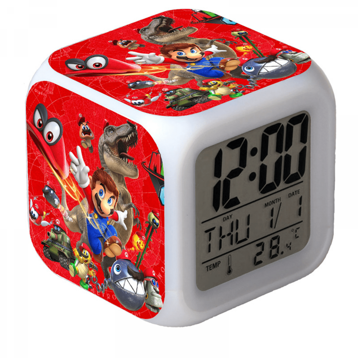 LISACANN LED Alarm Clock Super Mario Pattern Creative Desk Table Clock ...