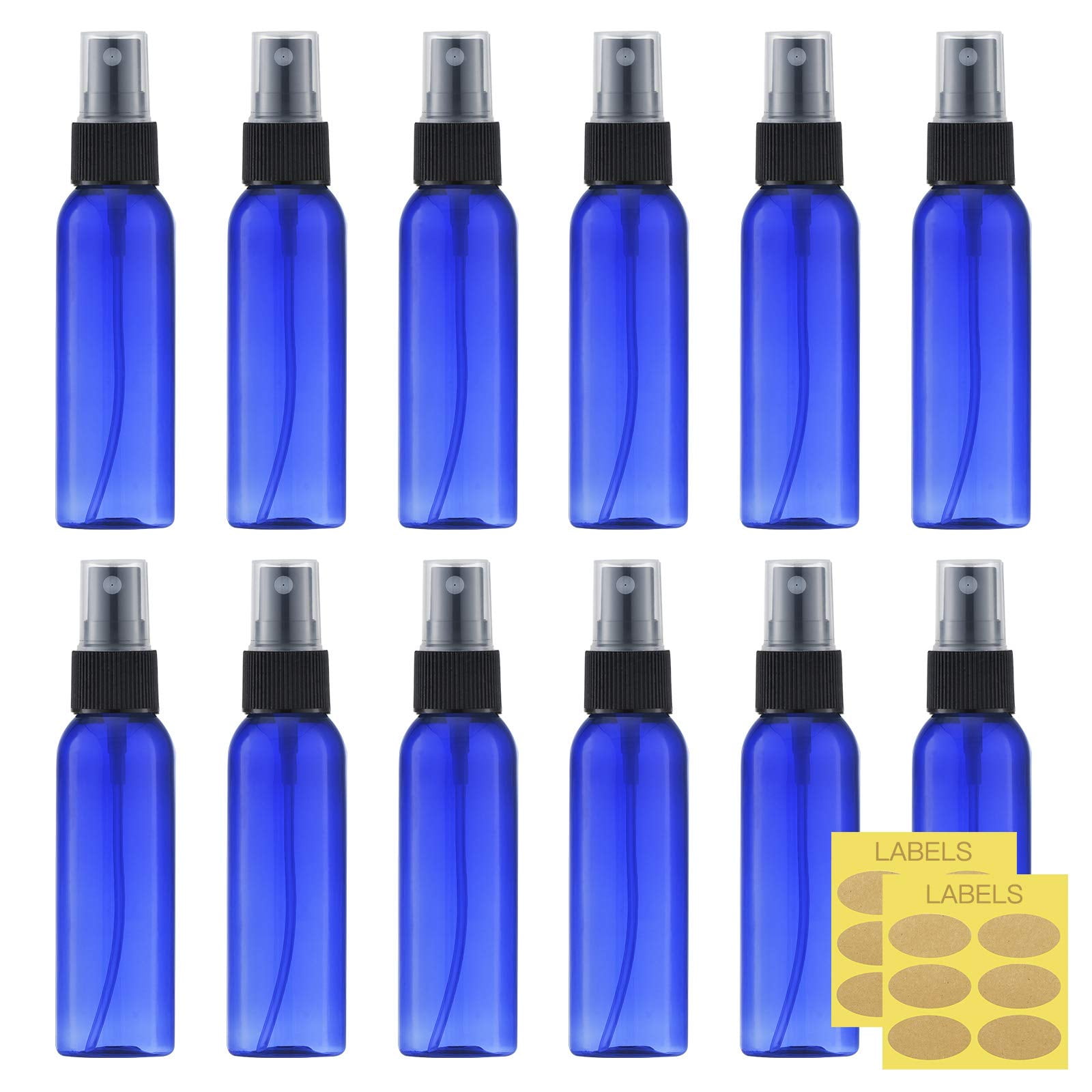 LISAPACK 2oz Small Spray Bottle (12 Pack) Plastic Mini Fine Mist ...