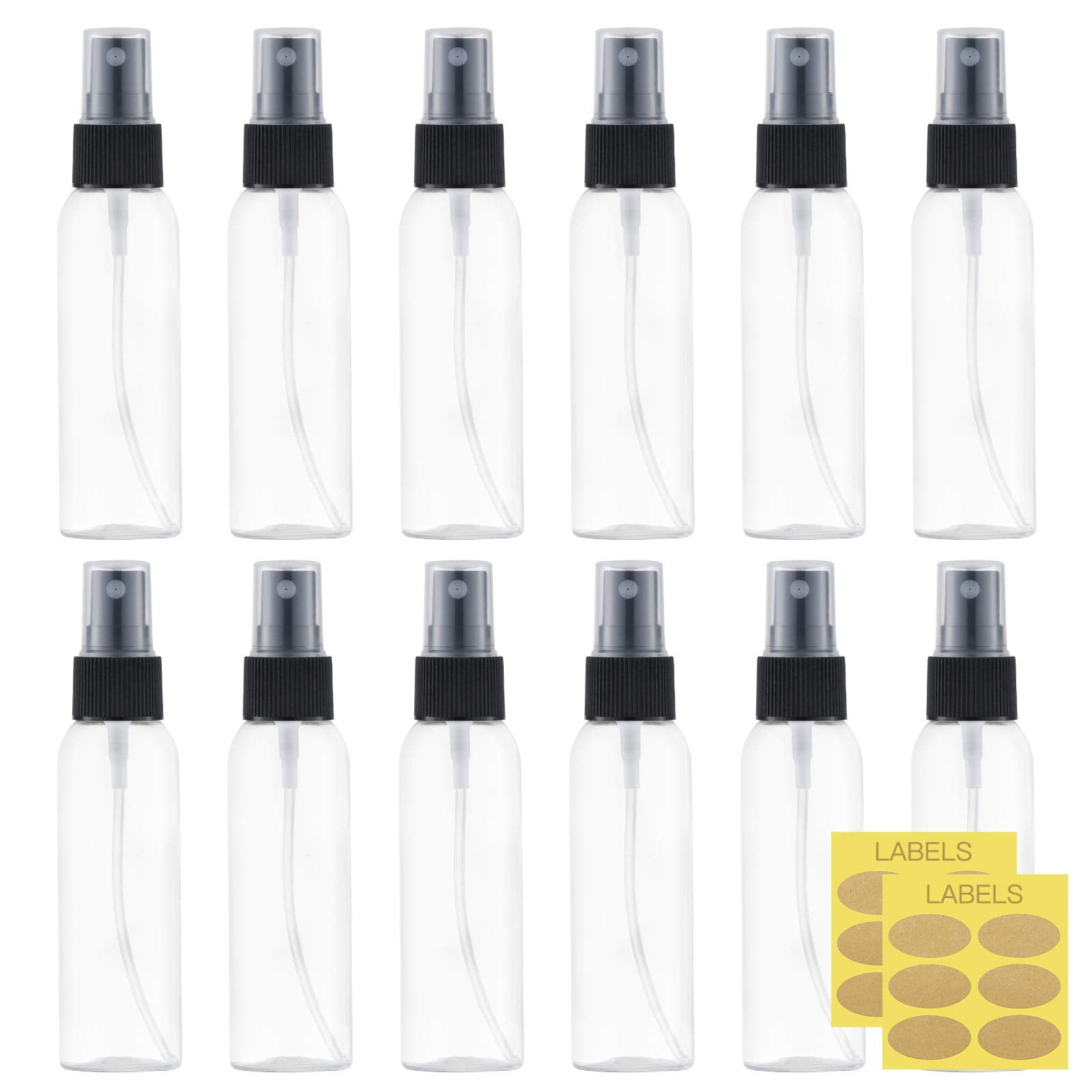 LISAPACK 2oz Small Spray Bottle (12 Pack) Plastic Mini Fine Mist ...