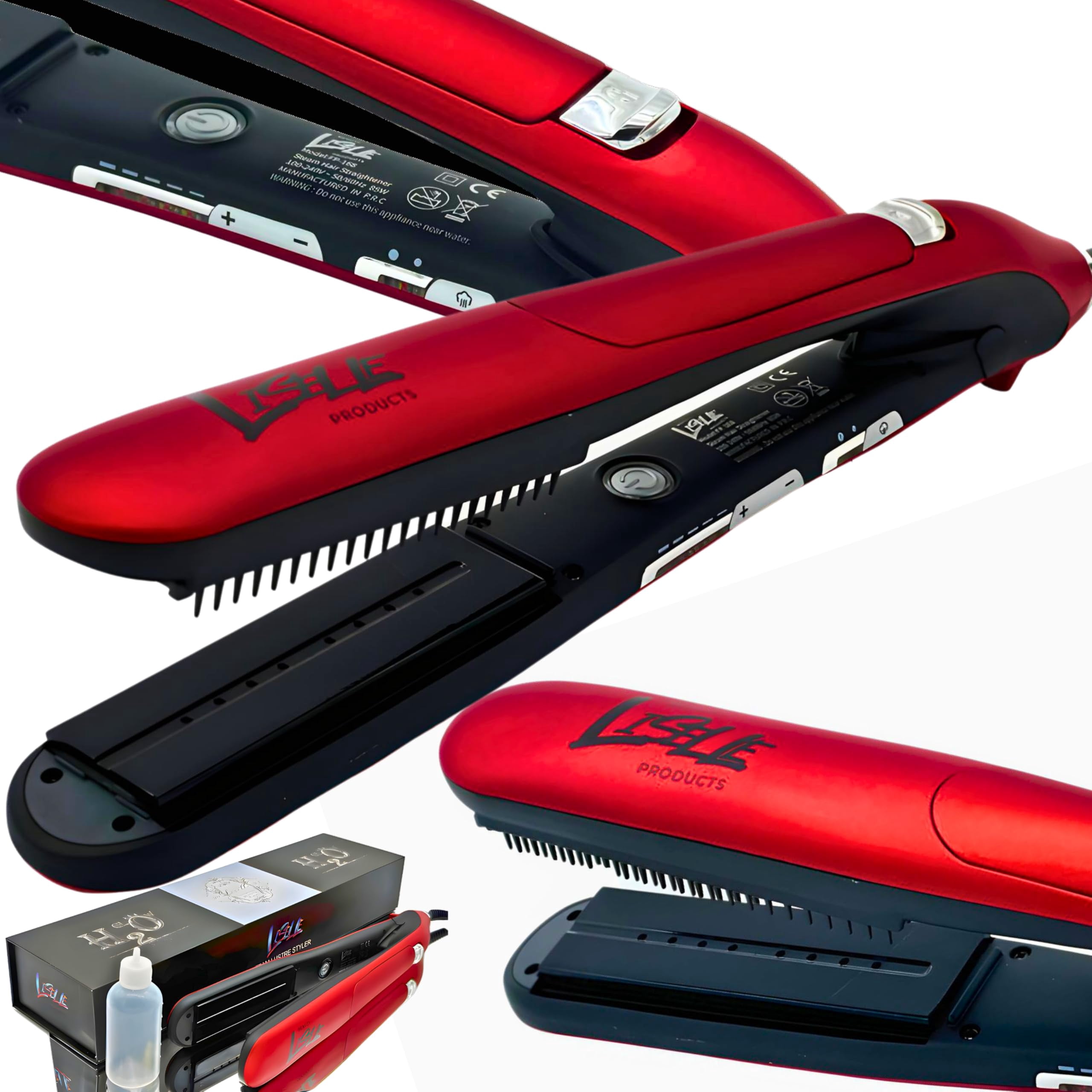 LISELLE BEAUTY PRODUCTS H2GLOW Steam Hair Straightener and 2-in-1 Flat ...