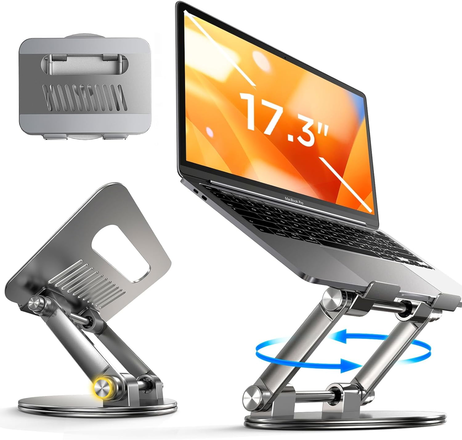 LISEN Adjustable Laptop Stand for Desk, 360 Rotating Laptop Stand ...