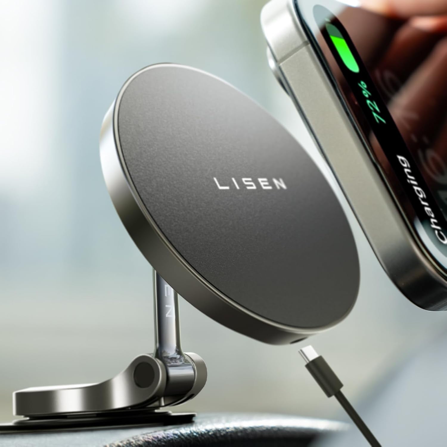 LISEN for Magsafe Car Mount Charger Dashboard, 360° Rotatable Mag Safe ...