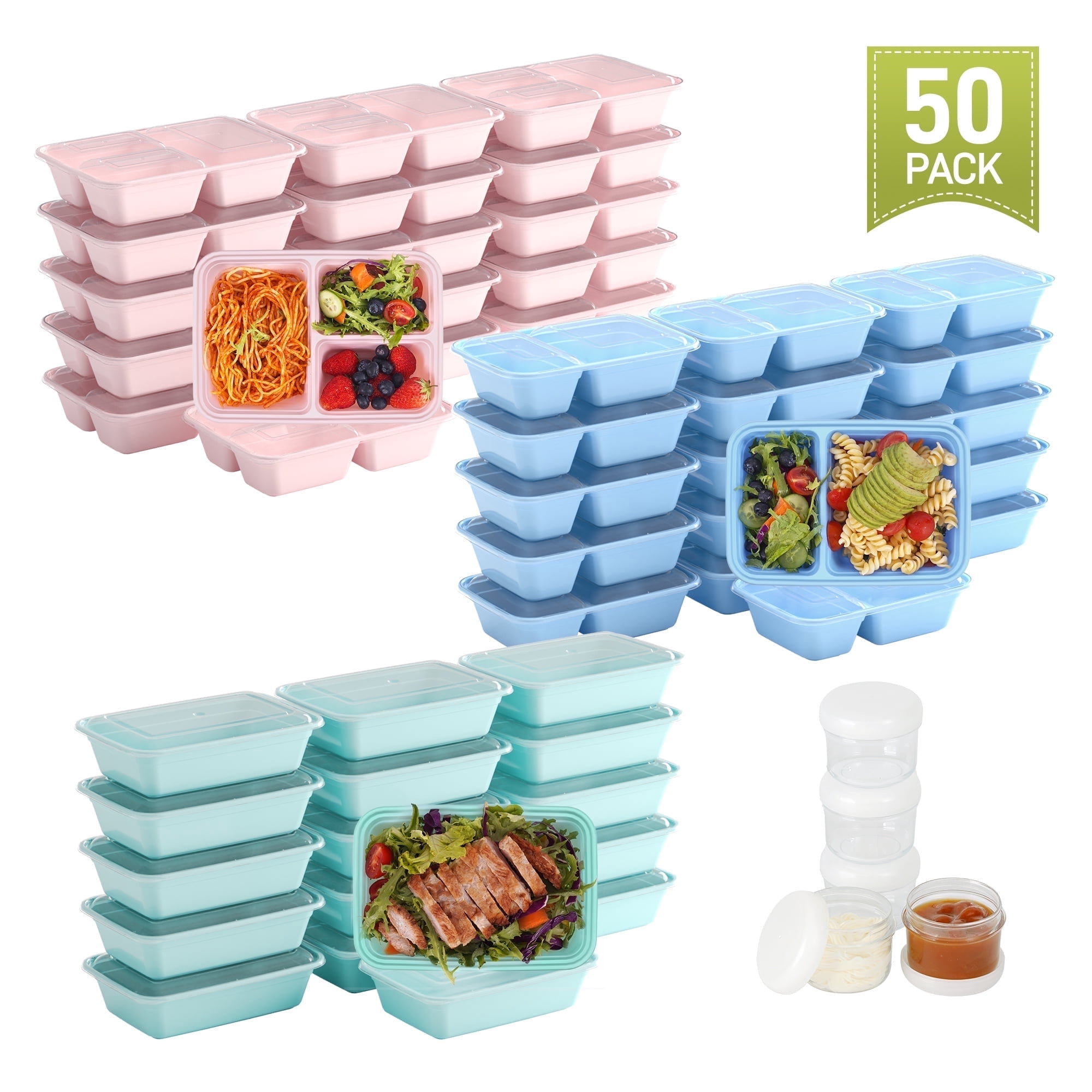 LISI Blue Plastic Airtight Food Storage Containers 100 Count - Walmart.com