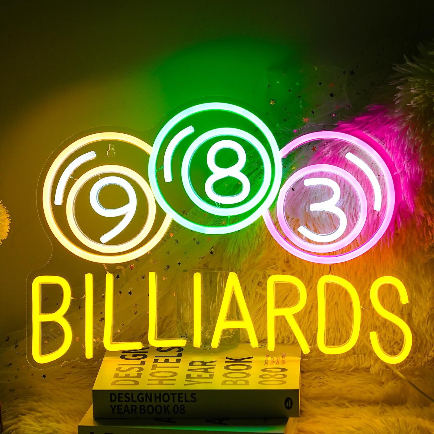 LISIGNVE Billiards Neon Sign Pool Balls Neon Light Wall Decor Dimmable ...