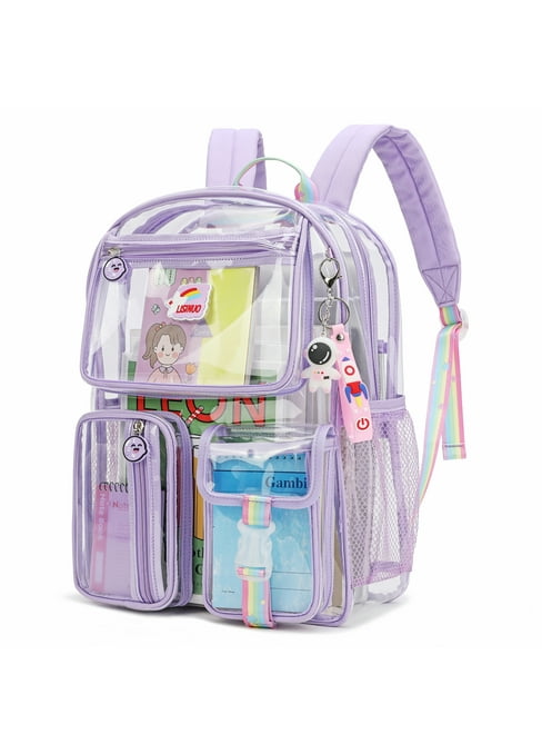SANMADROLA Clear Backpack Heavy Duty, PVC See Through Book Bag for ...