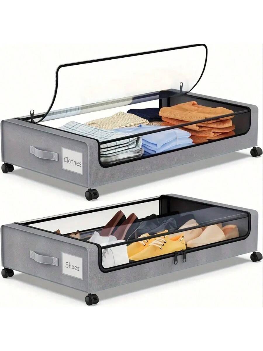 LISM 1/2Pack Under Bed Storage Boxes with Wheels - Large Capacity ...