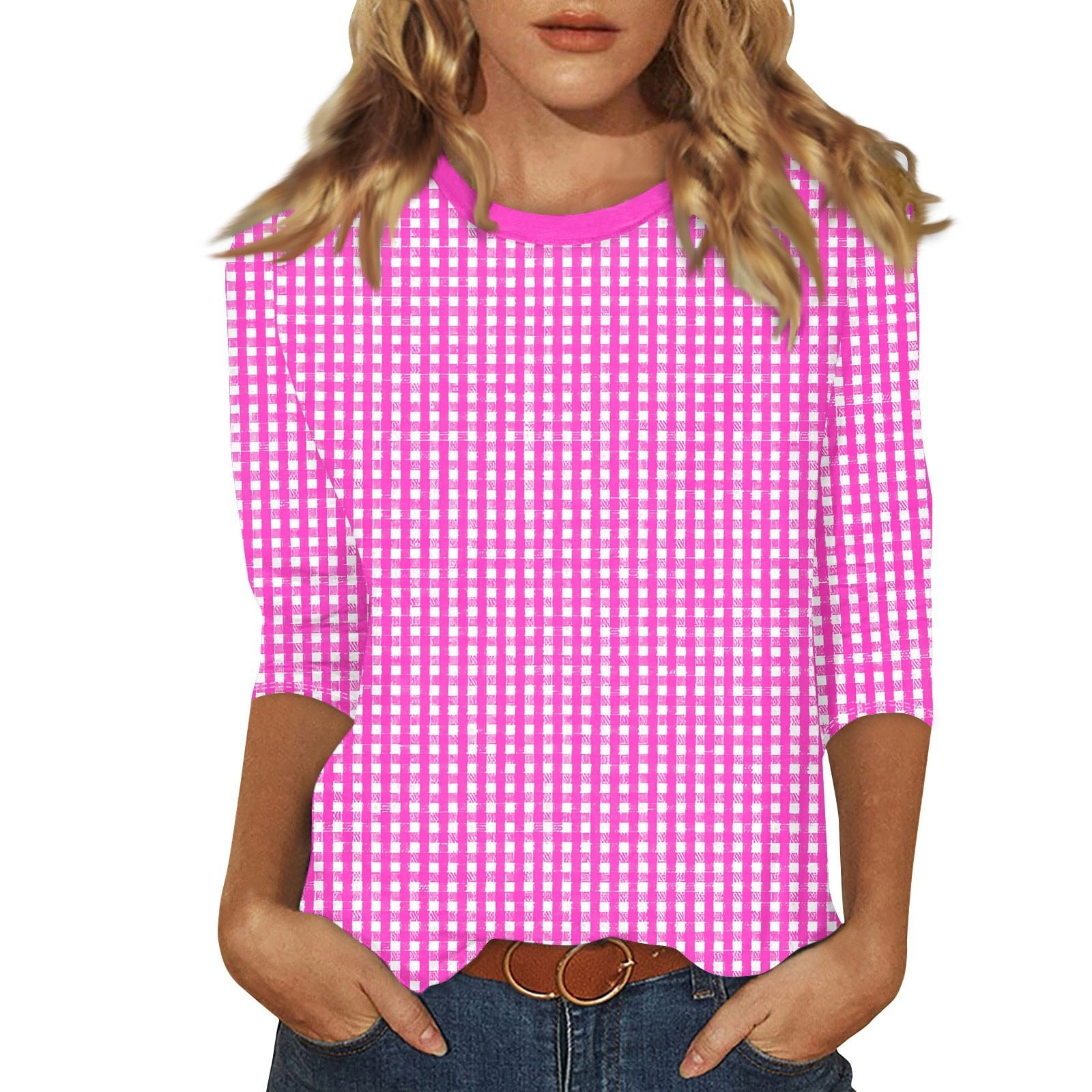 LISTHA 3/4 Sleeve Tops for Women Striped Trendy Blouses Crewneck Spring ...