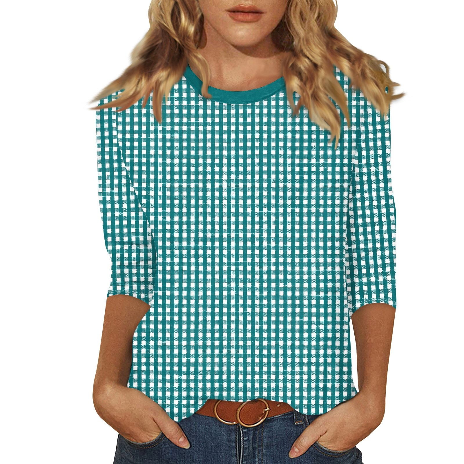 LISTHA 3/4 Sleeve Womens Tops Striped Going Out Shirts Crewneck Spring ...