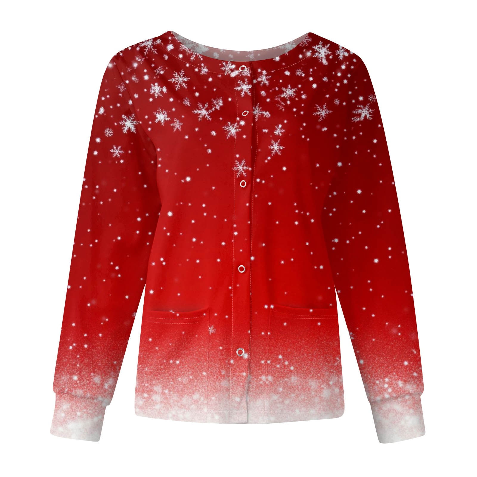 LISTHA Christmas Scrub Jacket Swomen Plaid Snap Front Hoilday Scrubs ...