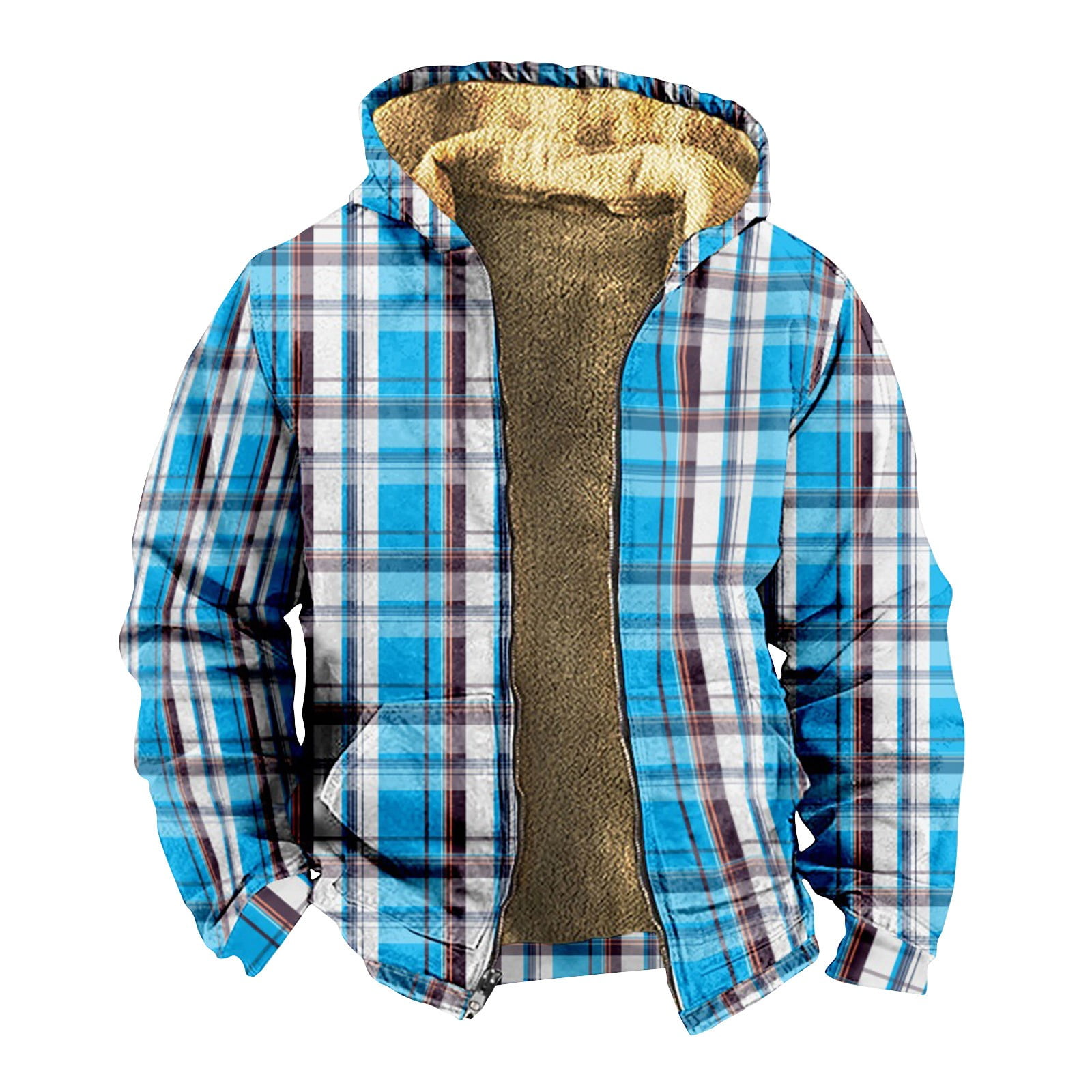 LISTHA Zip Up Hoodie Men Winter Sherpa Plaid Graphic Jacket Cool ...