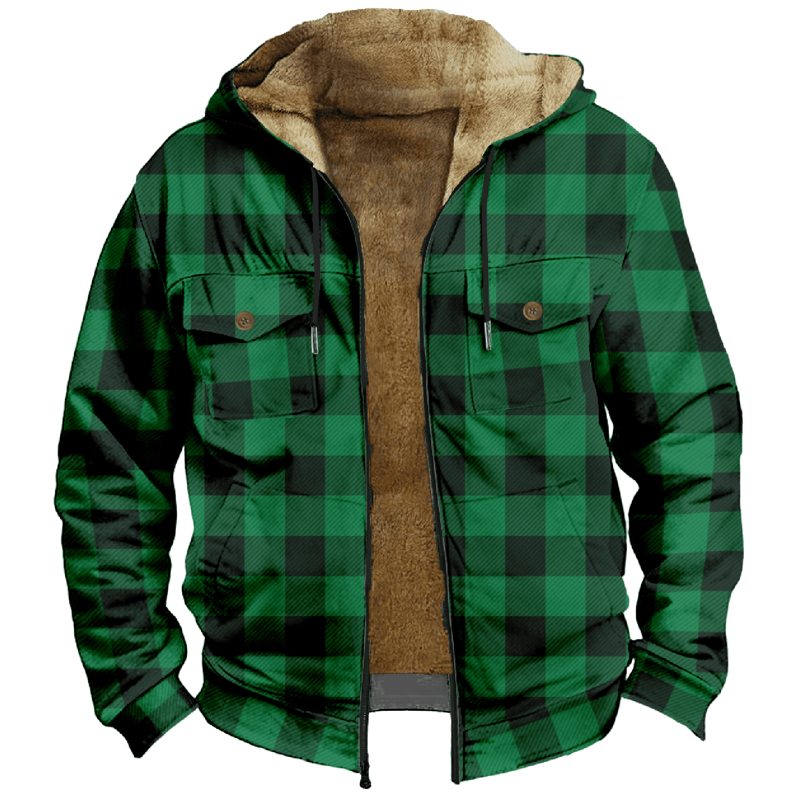 LISTHA Heavy Thick Flannel Plaid Jacket Sherpa Fleece Lined Hoodies for ...