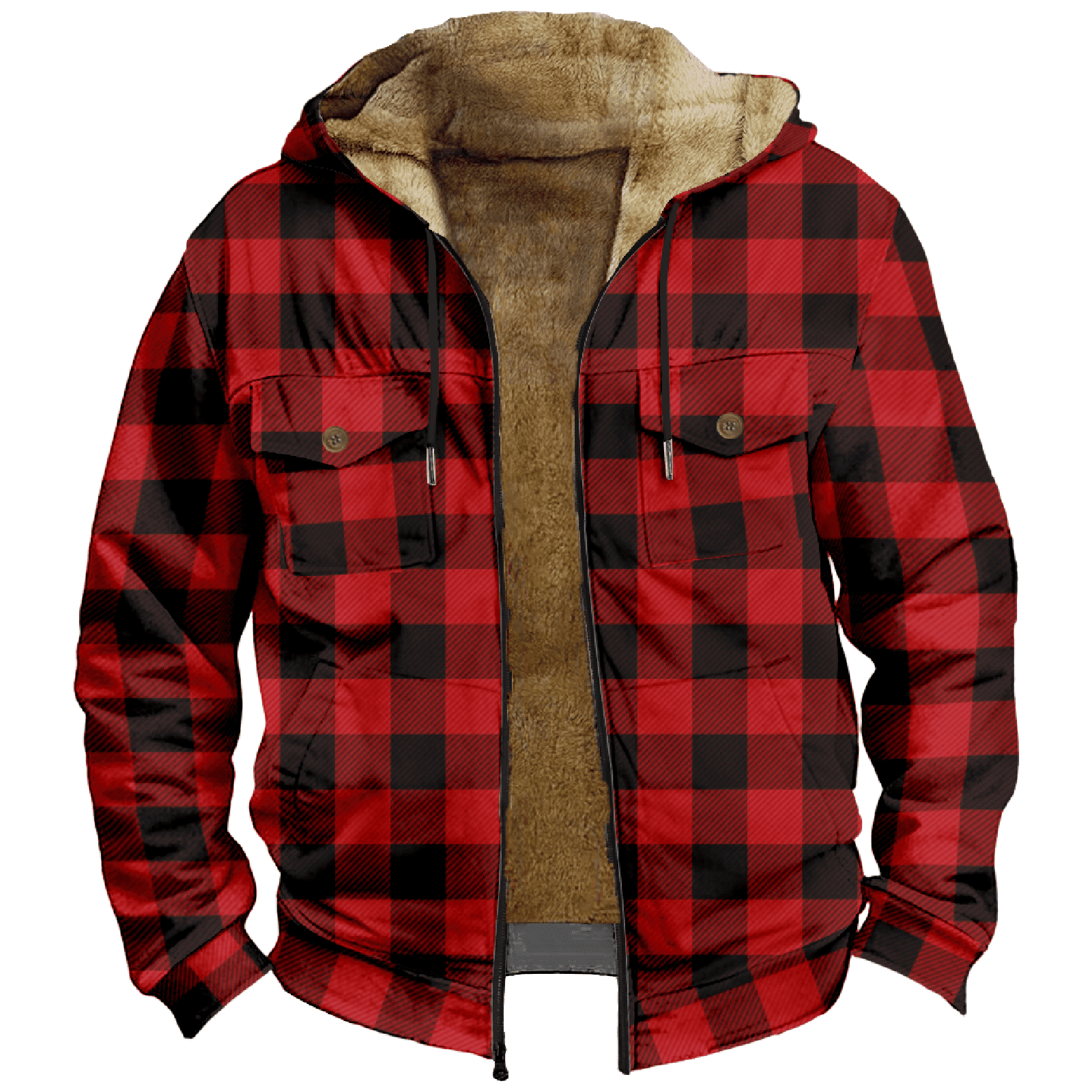 LISTHA Heavy Thick Flannel Plaid Jacket Sherpa Fleece Lined Hoodies for ...
