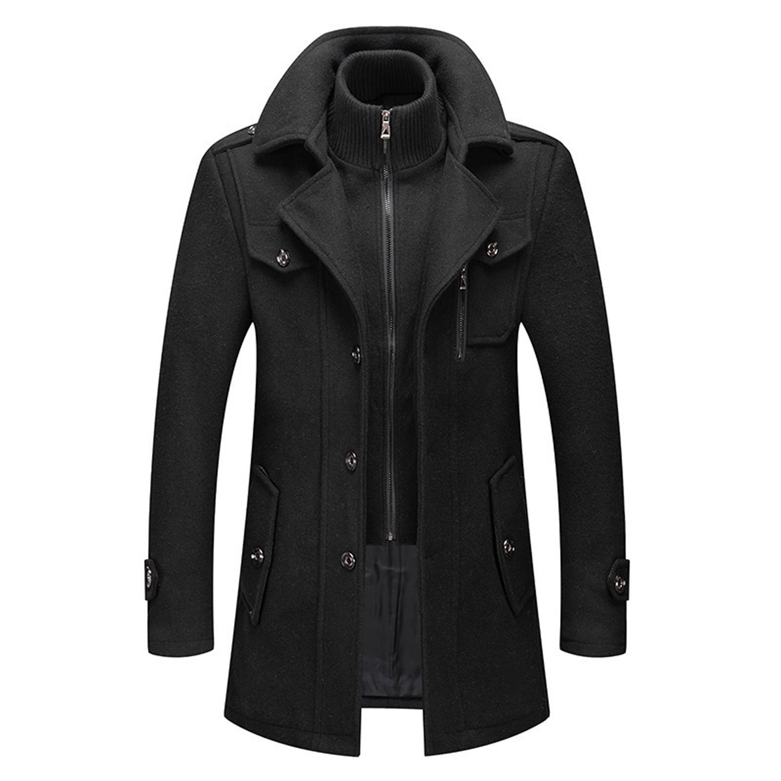 LISTHA Men's Wool Blend Coats with Detachable Zipper Winter Warm Jakcet ...