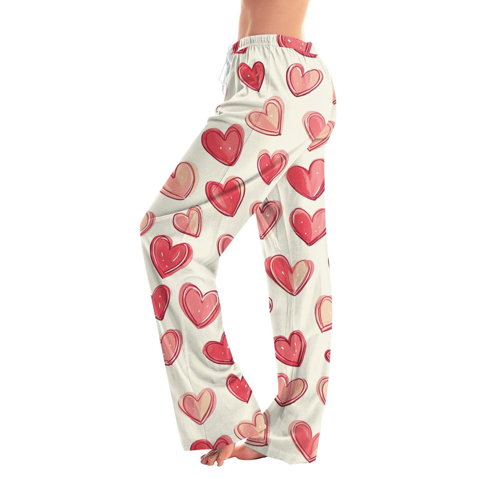 LISTHA Pajama Pants Women Valentine's Day Heart Print Sleepwear Cute ...