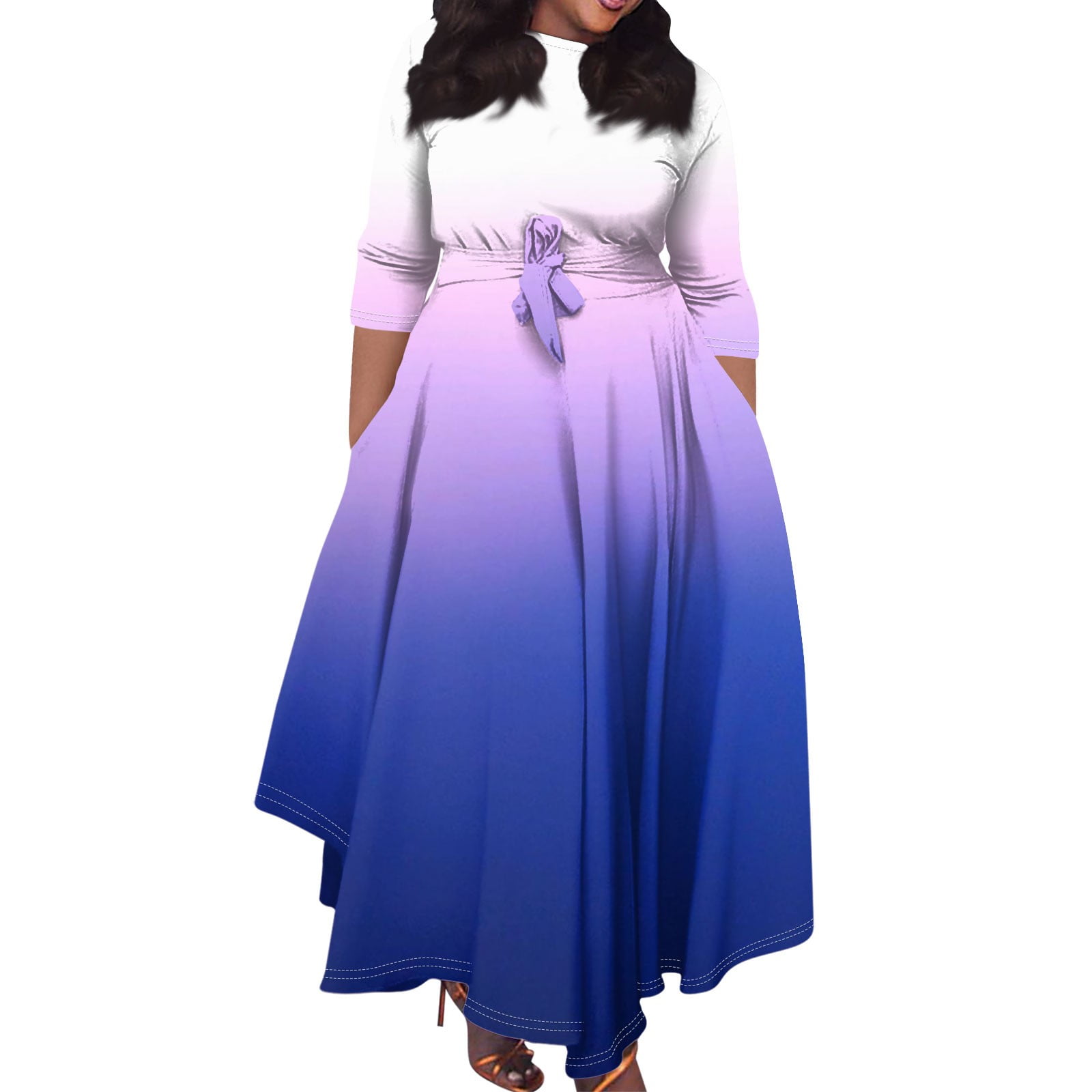 LISTHA Plus Size Maxi Dresses for Women Trendy Casual Summer Fall 3/4 ...