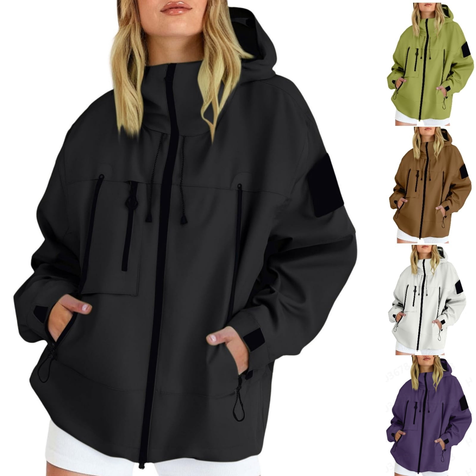 LISTHA Rain Jacket Women Hiking Loose Fit Waterproof Casual Windbreaker ...