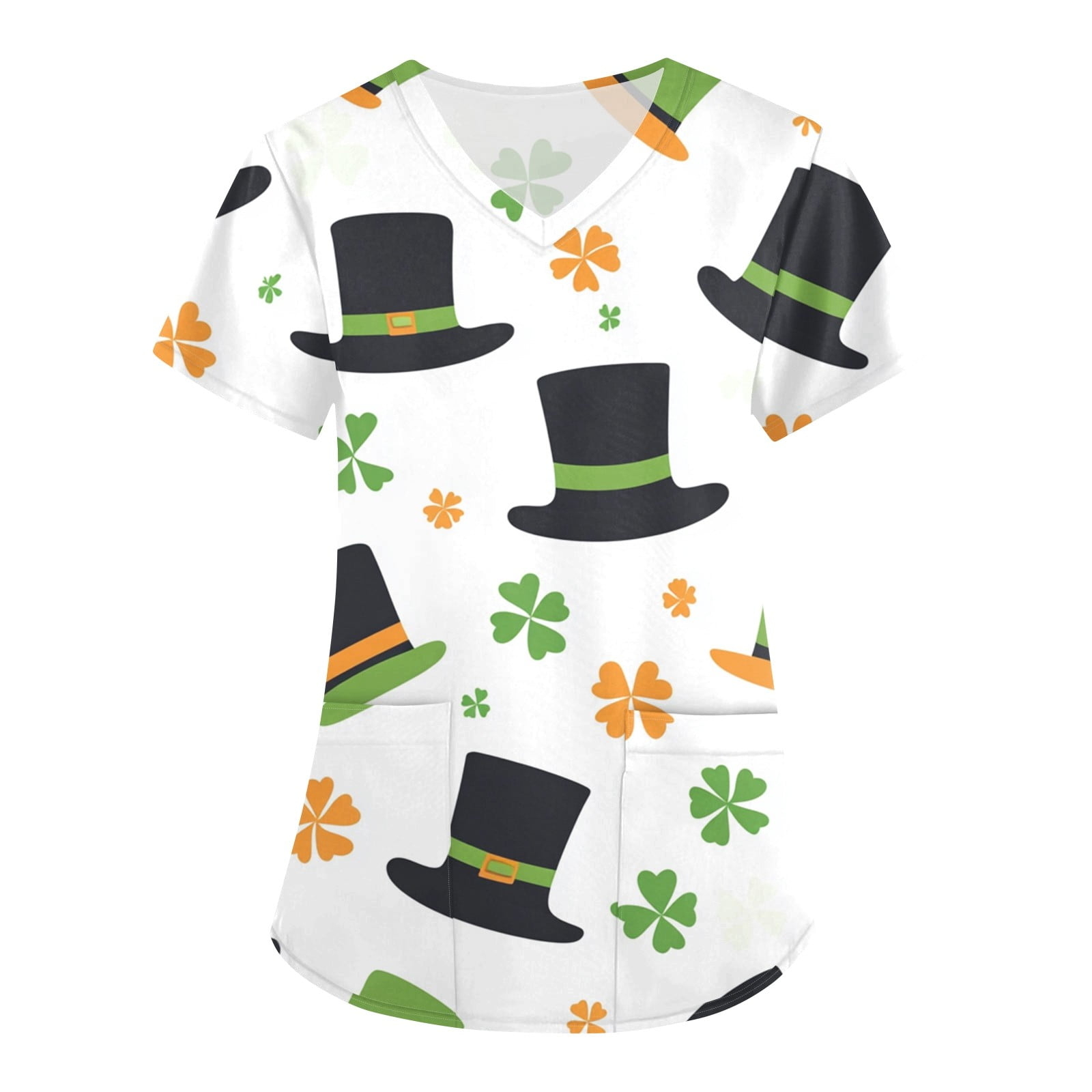 LISTHA St Patricks Day Scrub Top Women Casual Shamrock Graphic Scrub ...