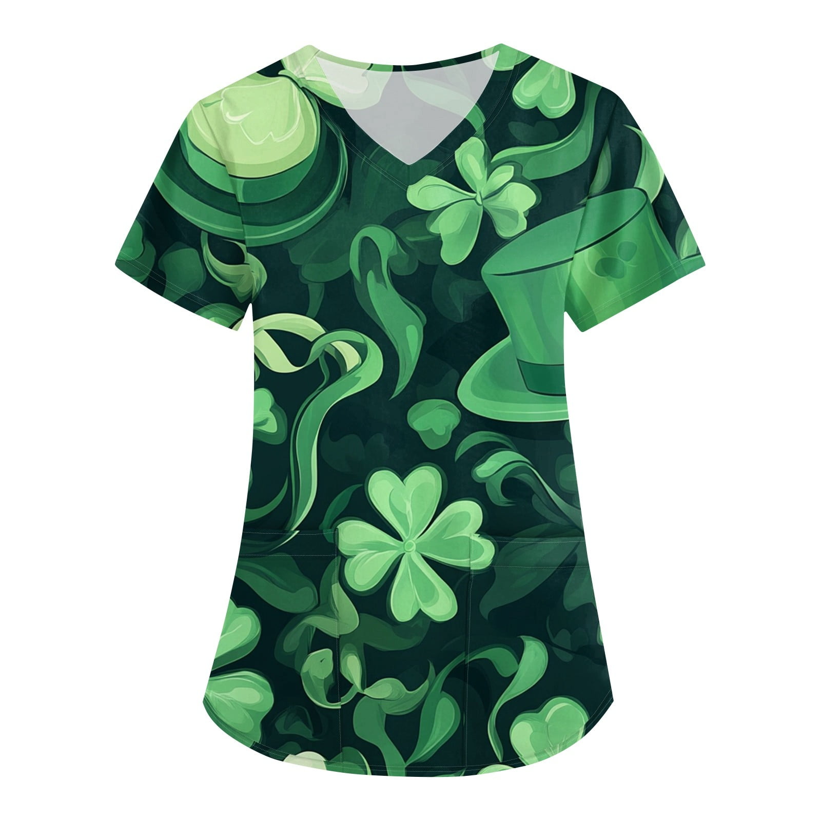 LISTHA St Patricks Day Scrub Top Women Cute Print Shamrock Graphic ...
