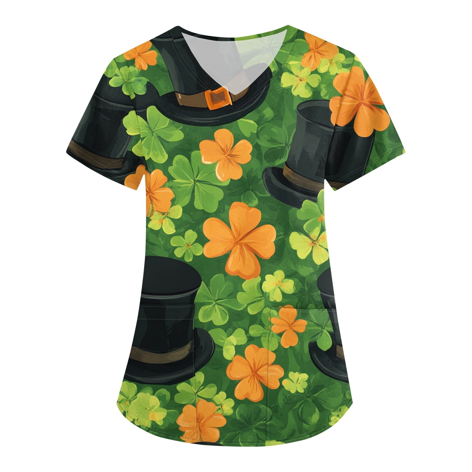 LISTHA St Patricks Day Scrub Top Women Shamrock Graphic Cute Print ...