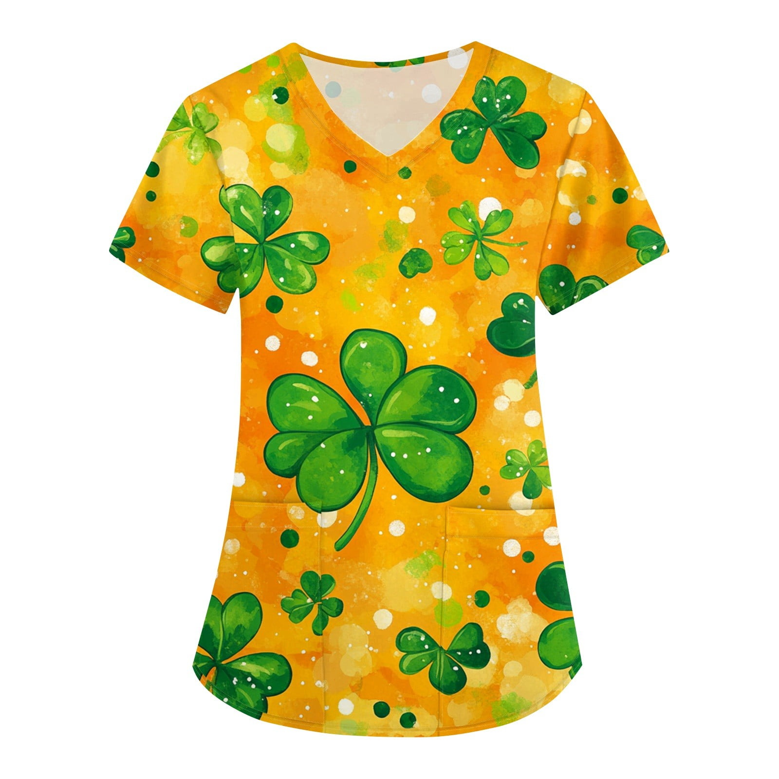 LISTHA St Patricks Day Scrub Tops Women Plus Size Casual Shamrock ...