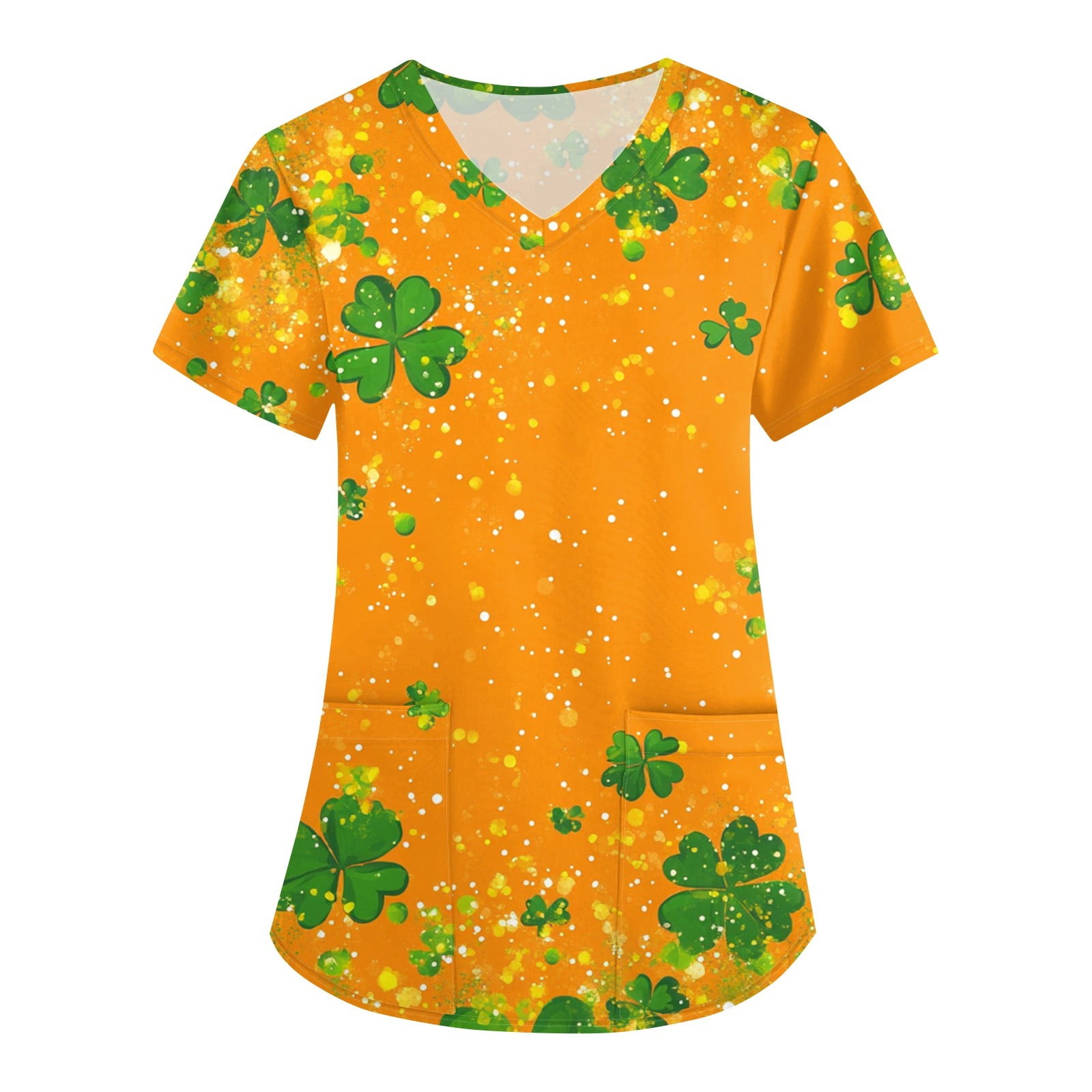LISTHA St Patricks Day Scrub Tops for Women Lucky Shamrock Graphic ...