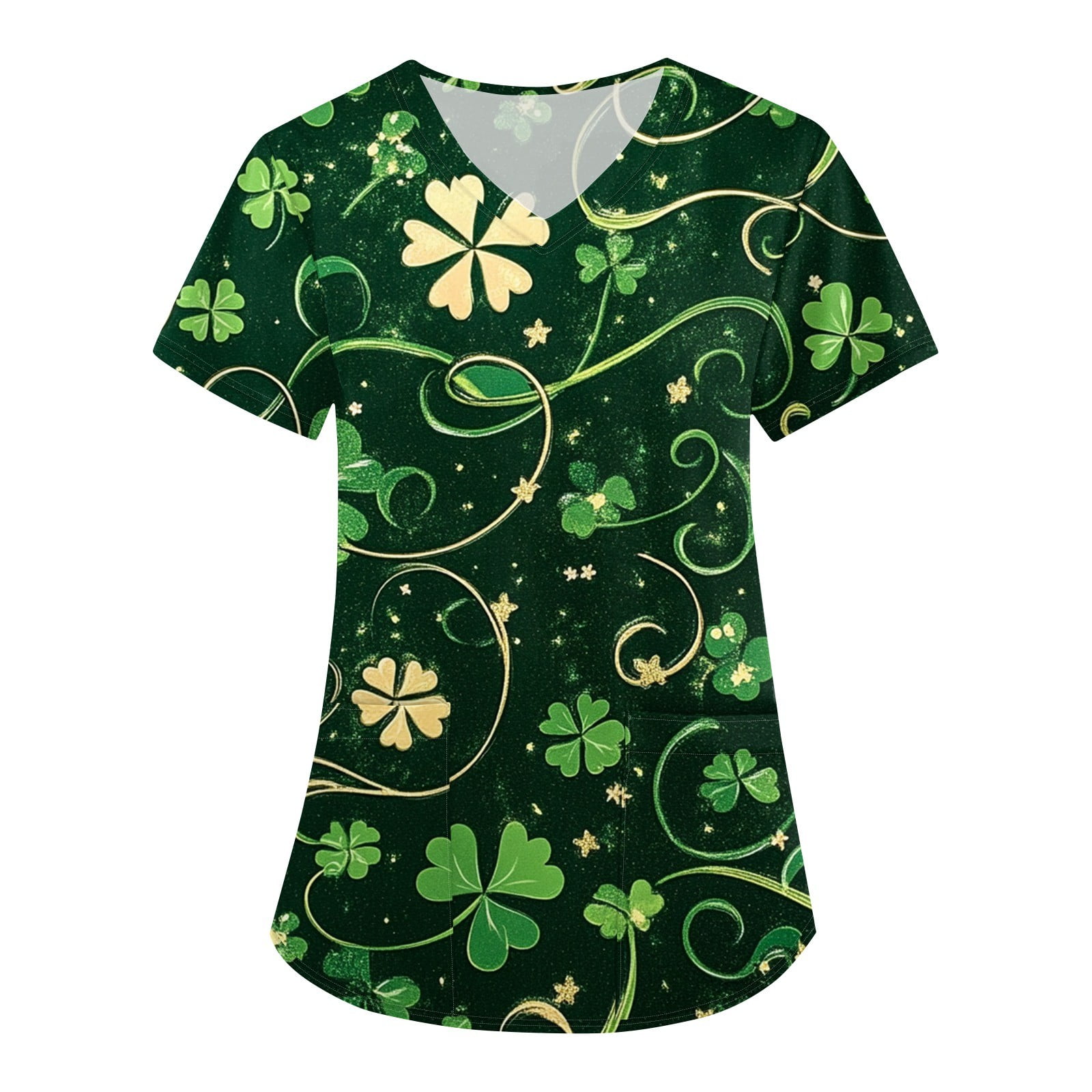 LISTHA St Patricks Day Scrub Tops for Women Shamrock Graphic Lucky ...