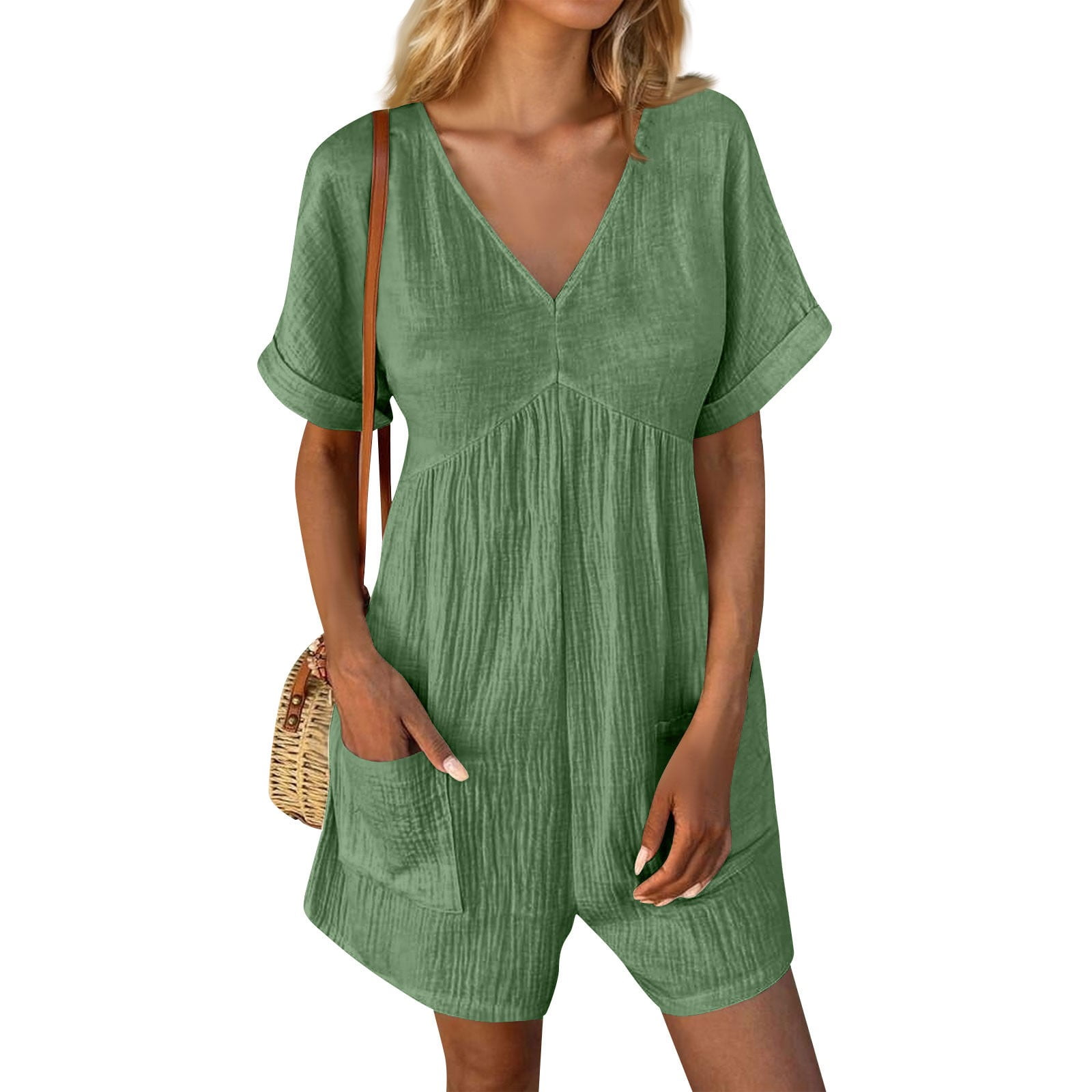 LISTHA Summer Rompers for Women 2025 Short Sleeve V Neck Casual ...