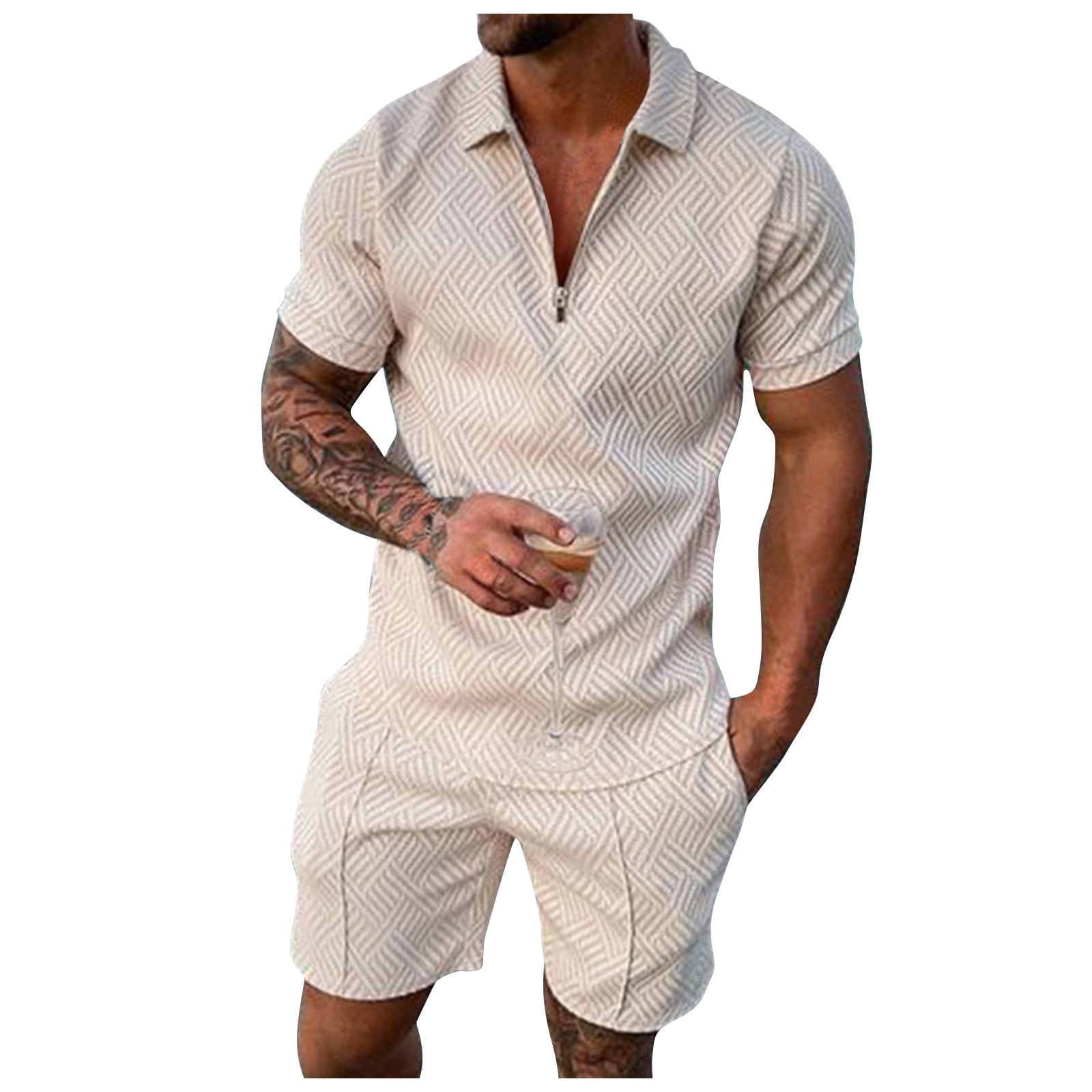 LISTHA Summer men short sets outfits 2 Piece Short Sleeve Polo Shirt ...