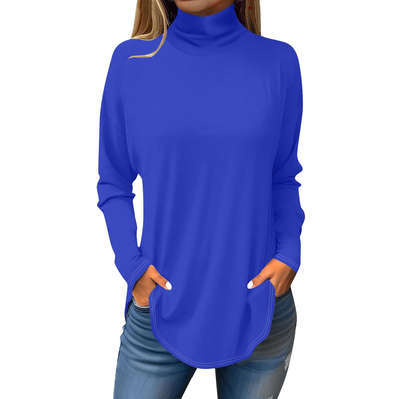 LISTHA Turtleneck Tops for Women Top Long Sleeve Oversized Basic Shirts ...