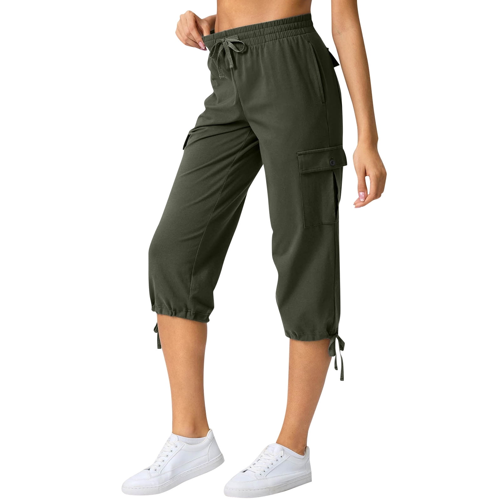LISTHA Women's Cargo Capris Summer Quick Dry Lightweight Capri Shorts Drawstring Casual Cargo ...