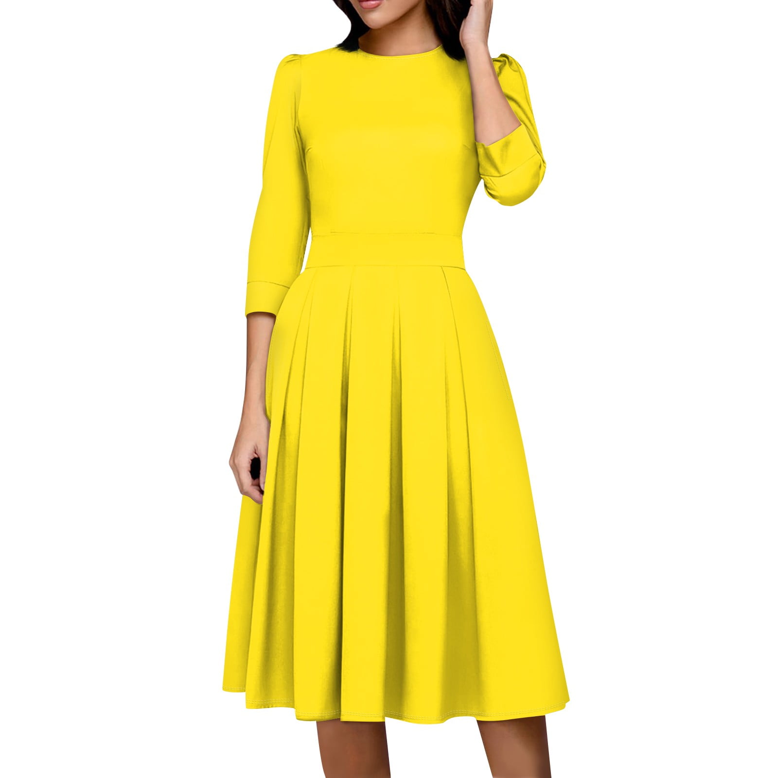 LISTHA Women's Fall 3/4 Sleeve Midi Dresses Casual Formal Church ...
