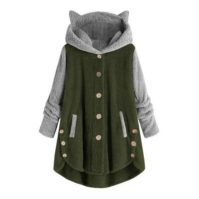 LISTHA Women's Hoodies Coat Cat Ear Cap Plush Tops Fashion Loose Plus ...