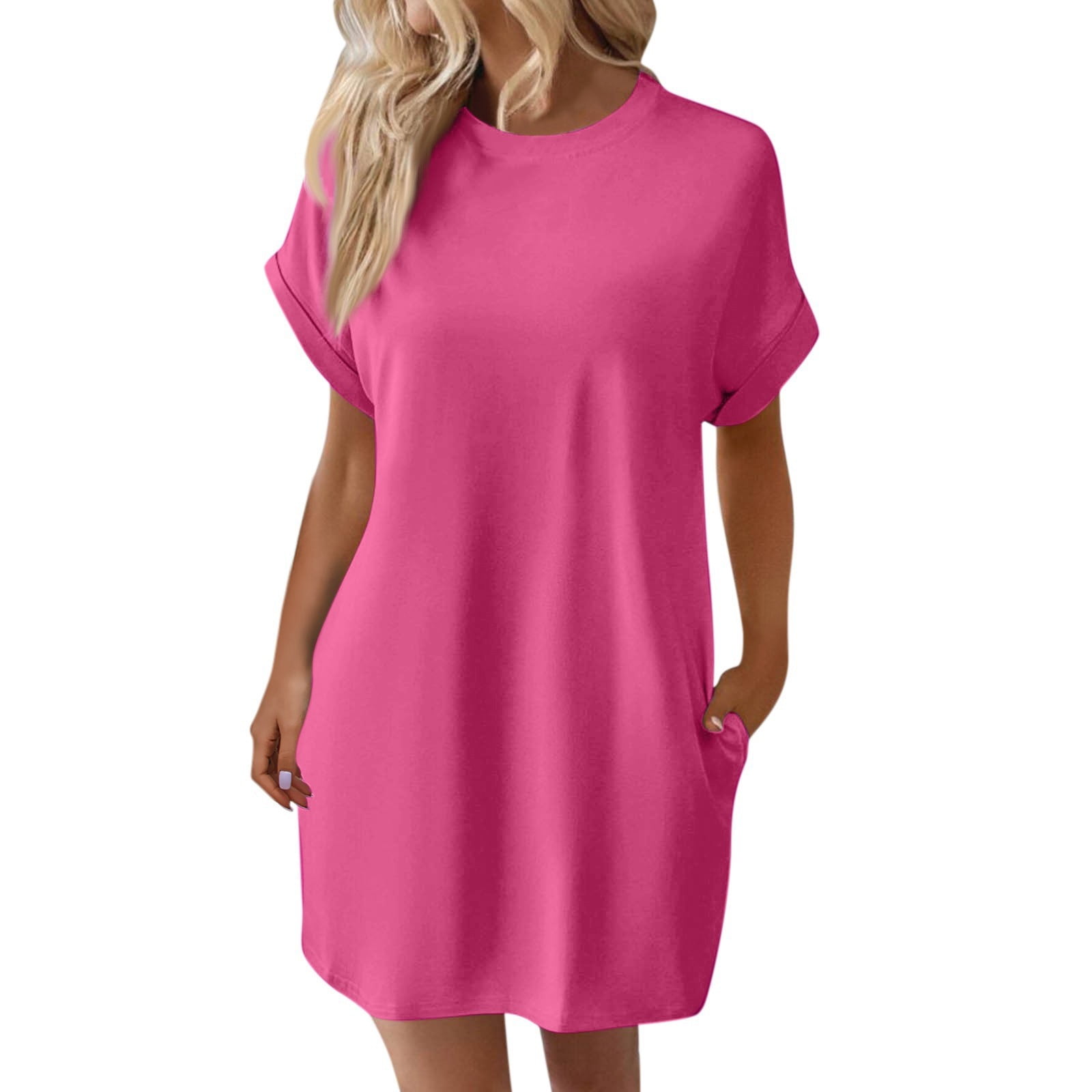 LISTHA Womens Dress Shirt Casual Spring Short Sleeve Summer Dress Crew ...