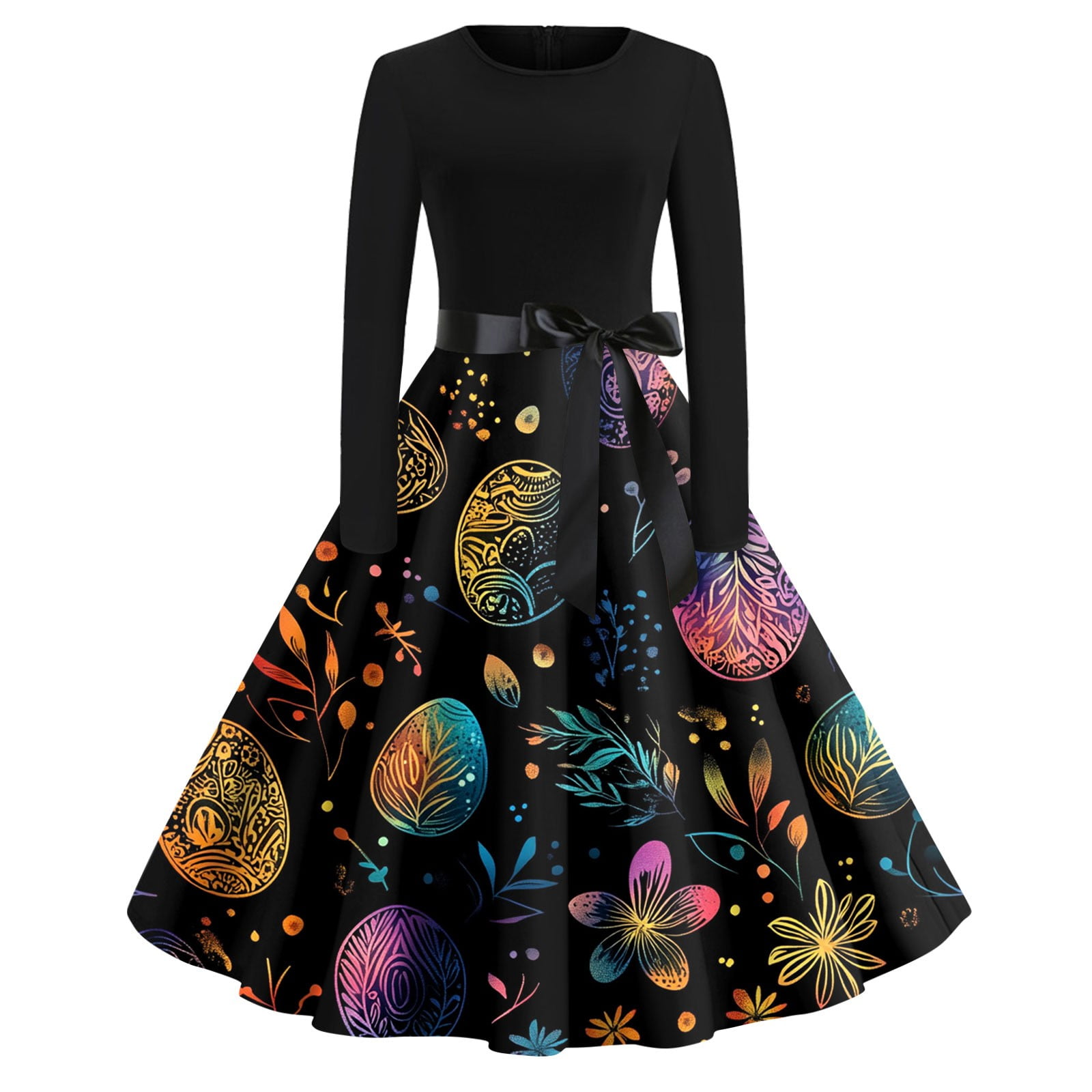 LISTHA Womens Easter Dress 2025 Bunny Graphic Flowy Long Sleeve Midi ...